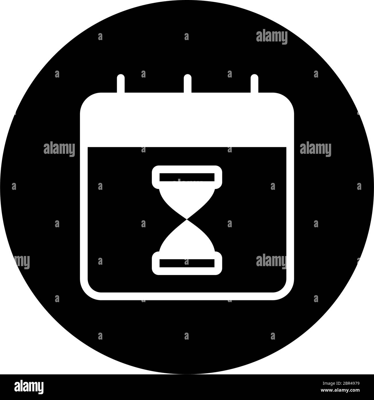 calendar with hourglass icon over white background, block style, vector ...