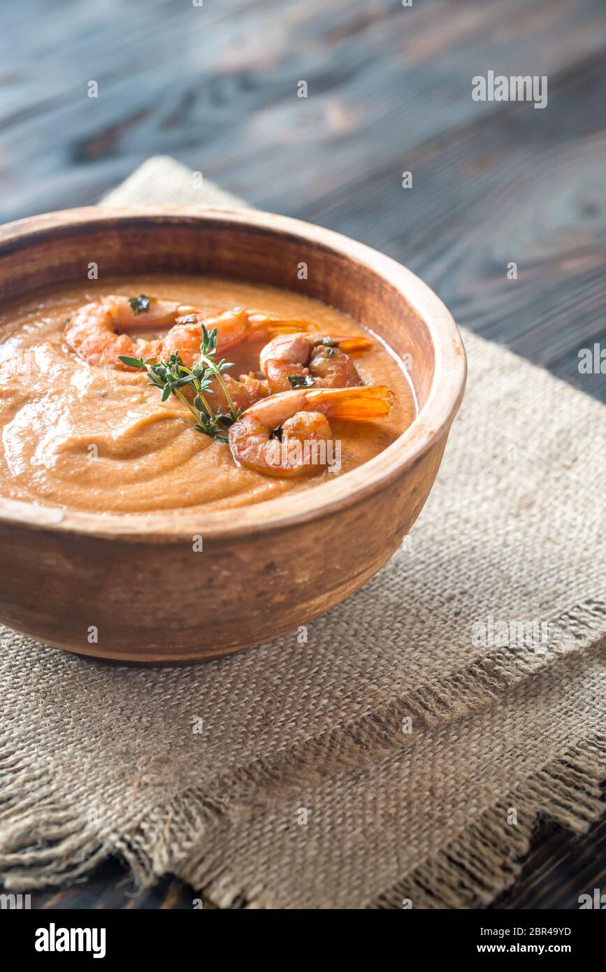 Bowl of Bisque - french soup with crustaceans Stock Photo - Alamy