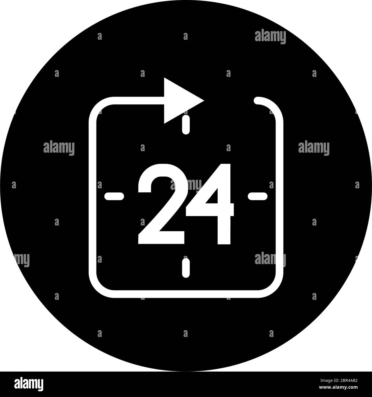 24 hours symbol over white background, block style, vector illustration ...