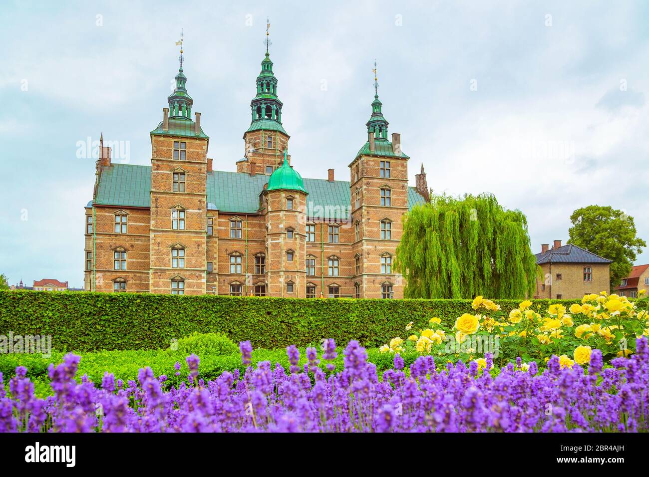 lavender flowerbed in gardens of Rosenborg Castle in Copenhagen ...