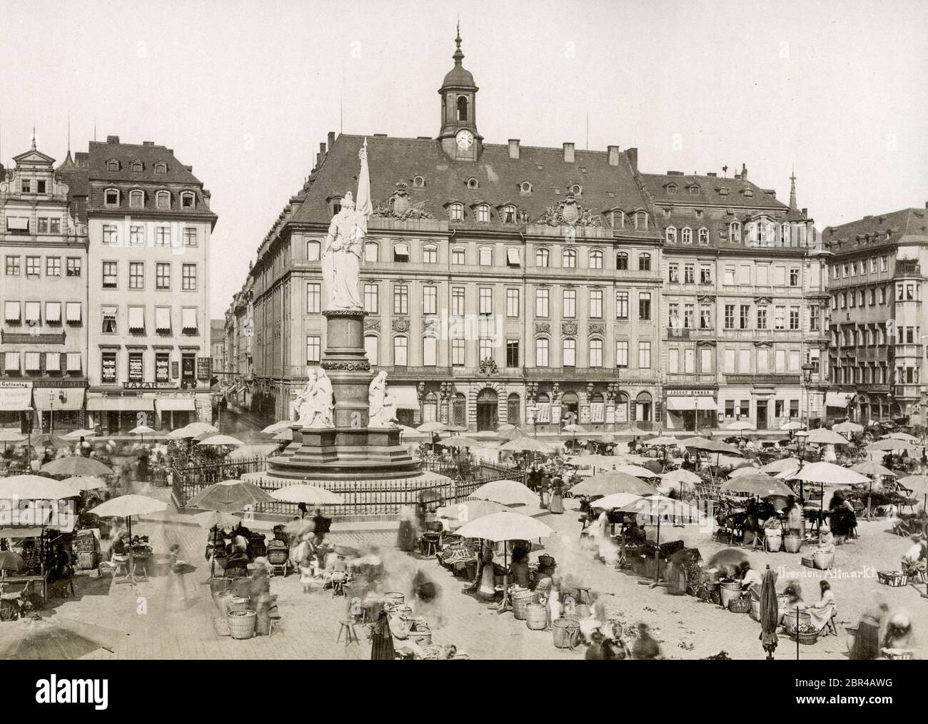 Altmarkt Dresden, Germany with market in progress Stock Photo - Alamy