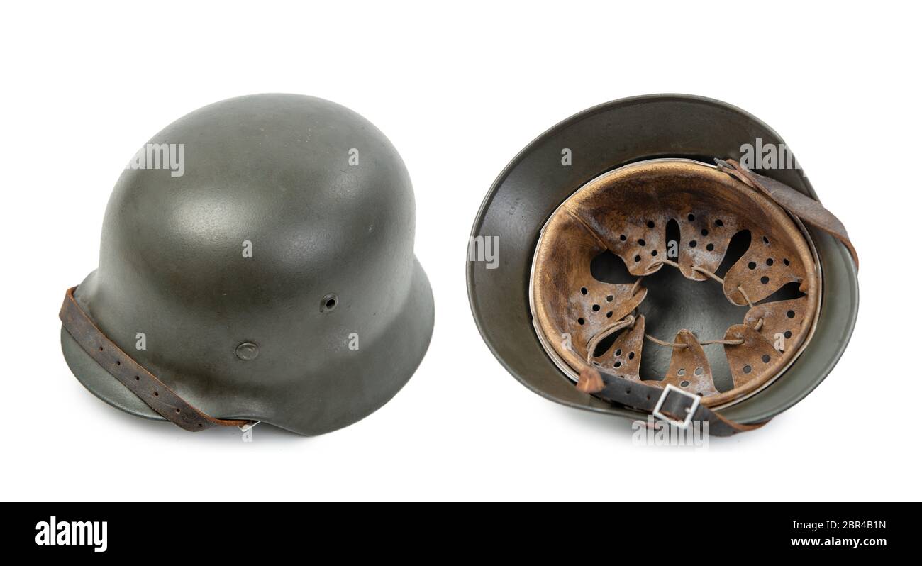 a German World War Two (Stahlhelm M1942) military helmet, Normandy 1944 ...