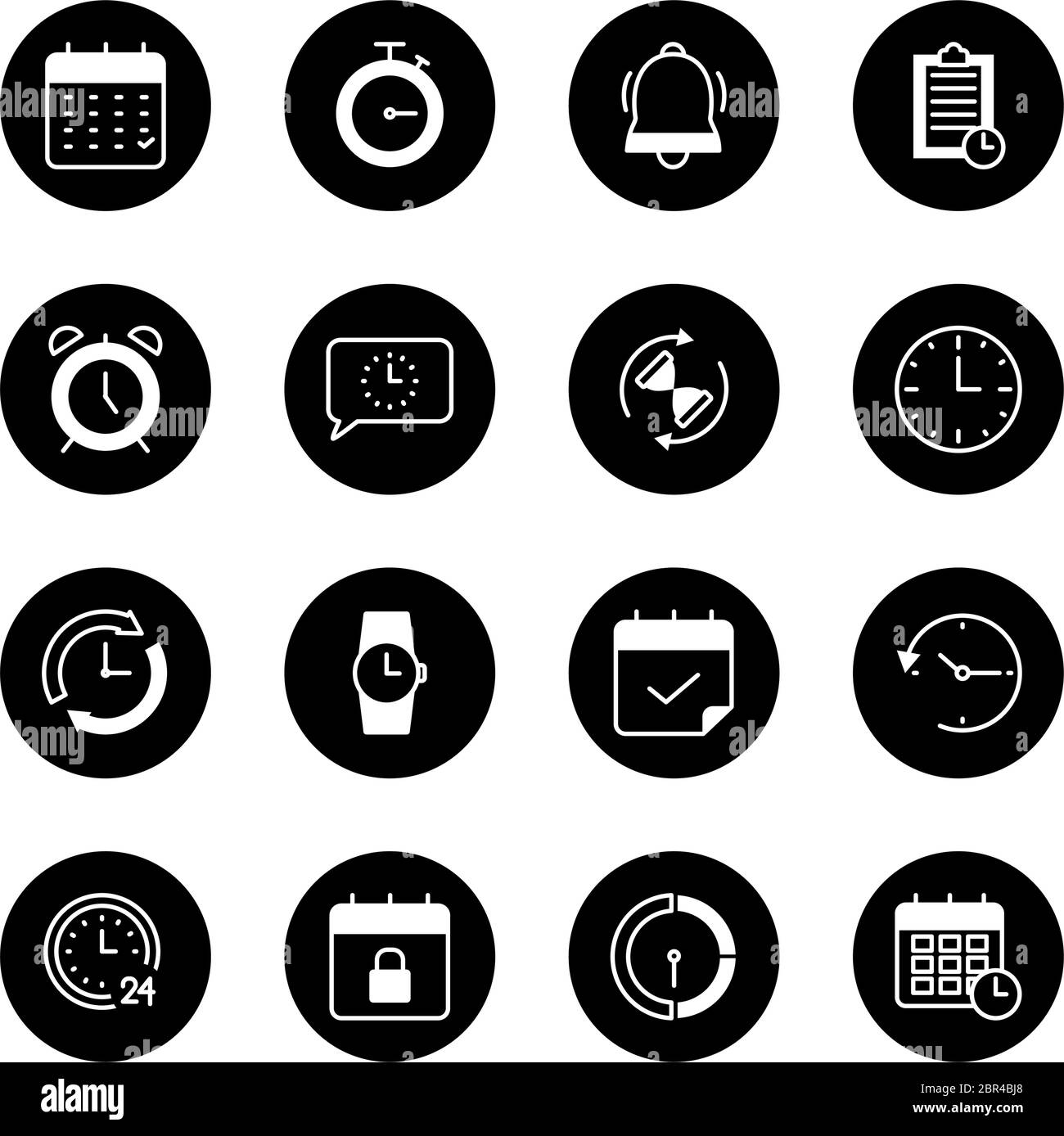 stopwatch and time icon set over white background, block style, vector ...