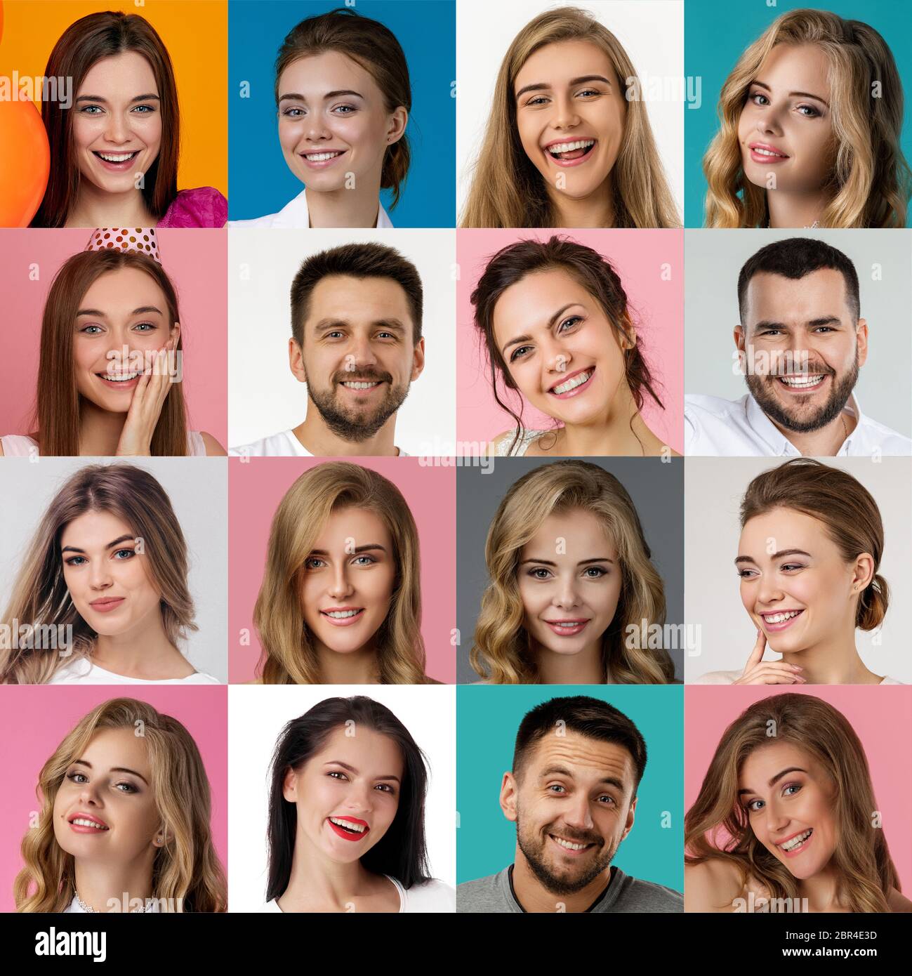 collage of happy smiling faces of people. Happy men and women ...