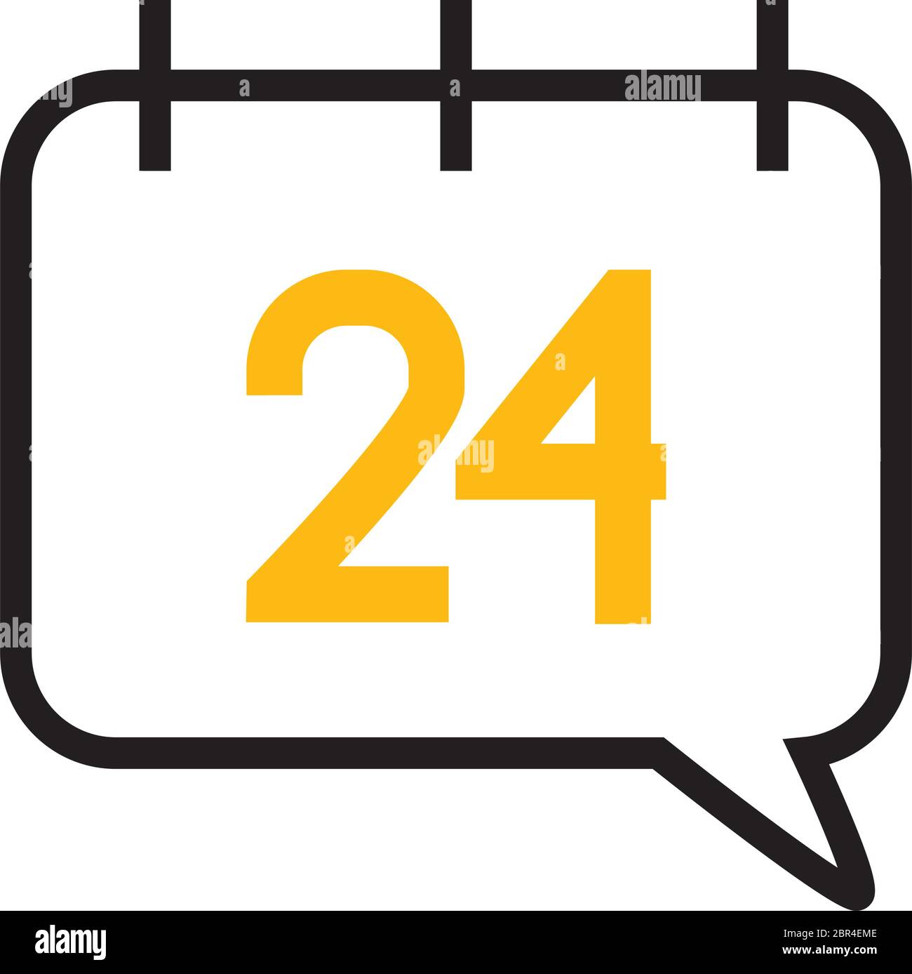 calendar with speech bubble shape over white background, half line half ...
