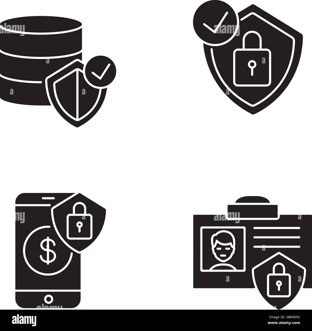 Cybersecurity black glyph icons set on white space Stock Vector Image ...