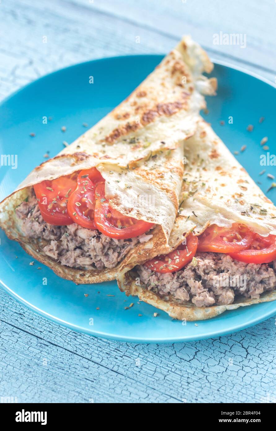 Crepes with tuna Stock Photo - Alamy
