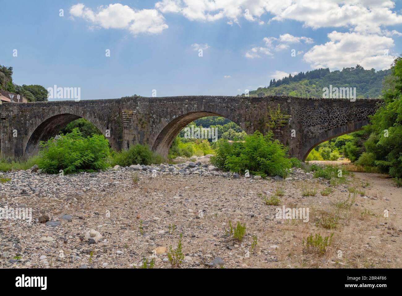 historic stone bridge at the Ardeche river in southern France Stock ...