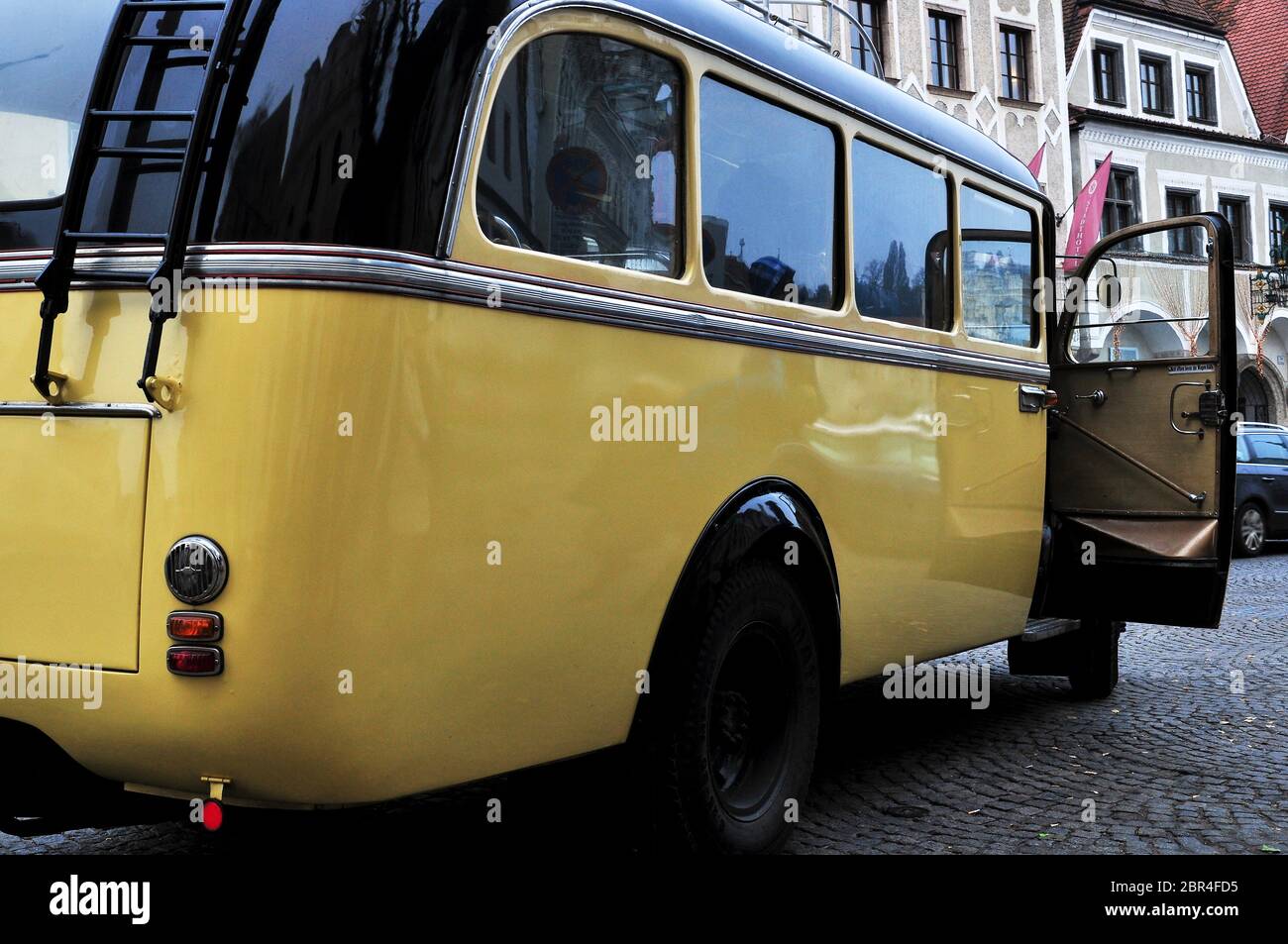 Old Original Steyr Saurer Post Bus on Main Square in Steyr touring from ...