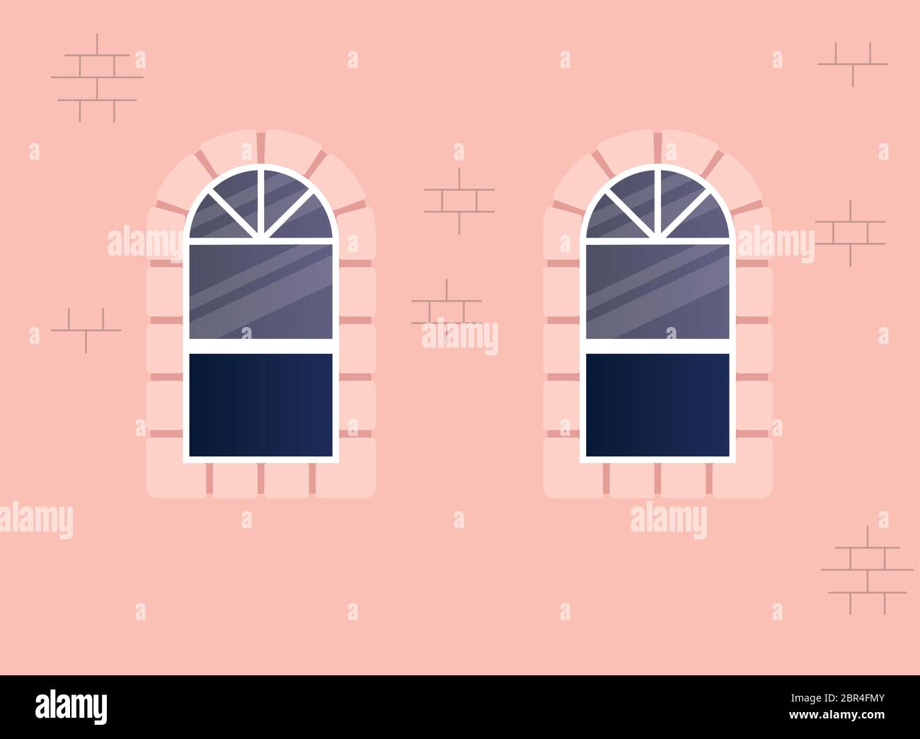 Isolated windows outside pink building vector design Stock Vector Image ...
