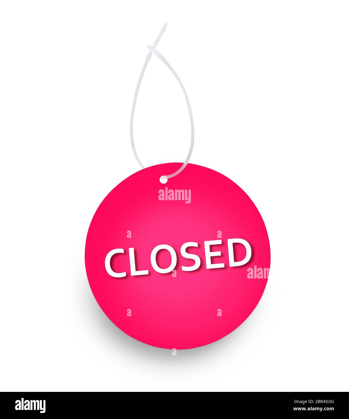 Red color closed sign tag against white background. Clipping path on ...