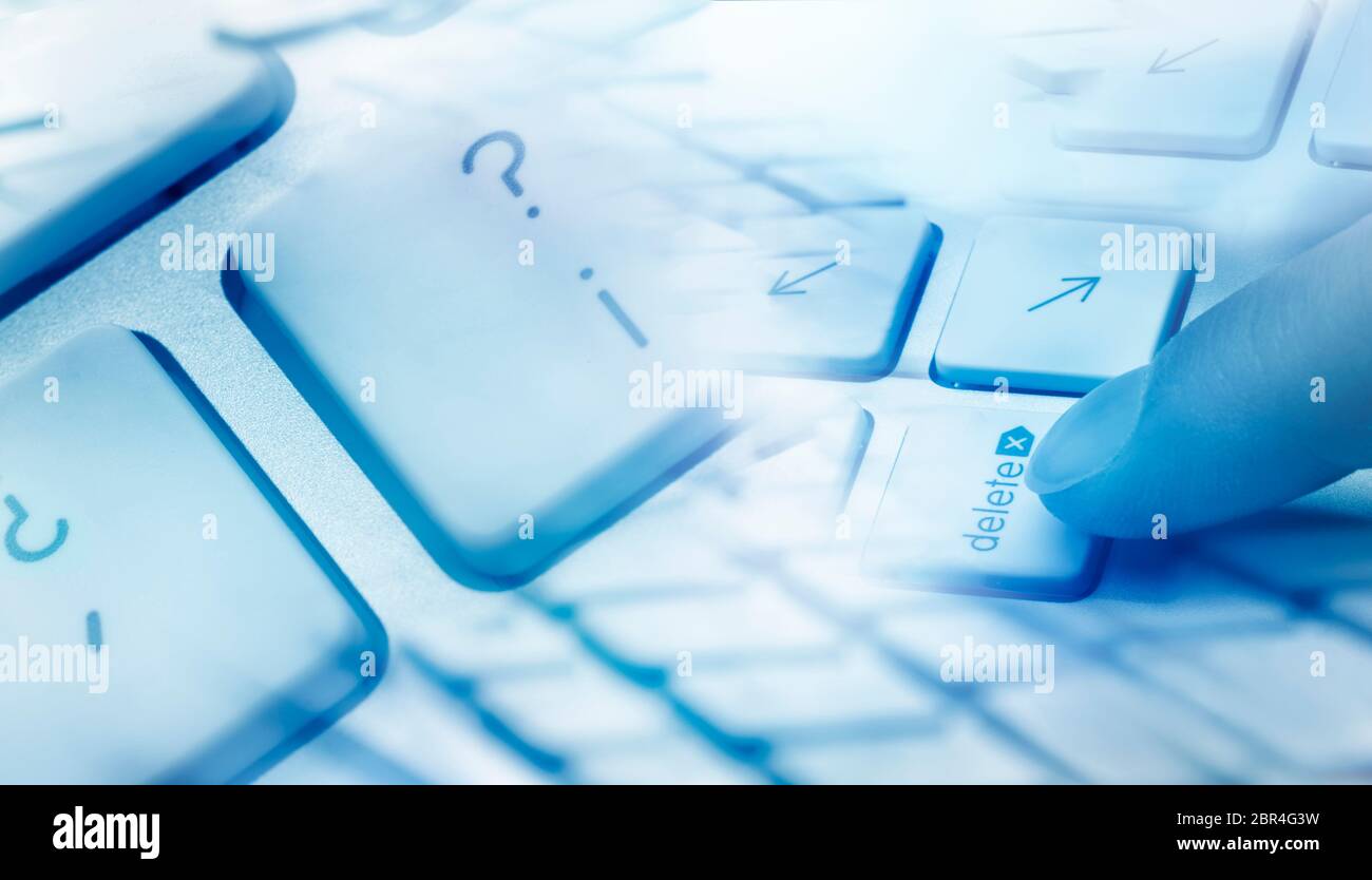 Photographic composition. Double exposure photo of delete and doubt ...