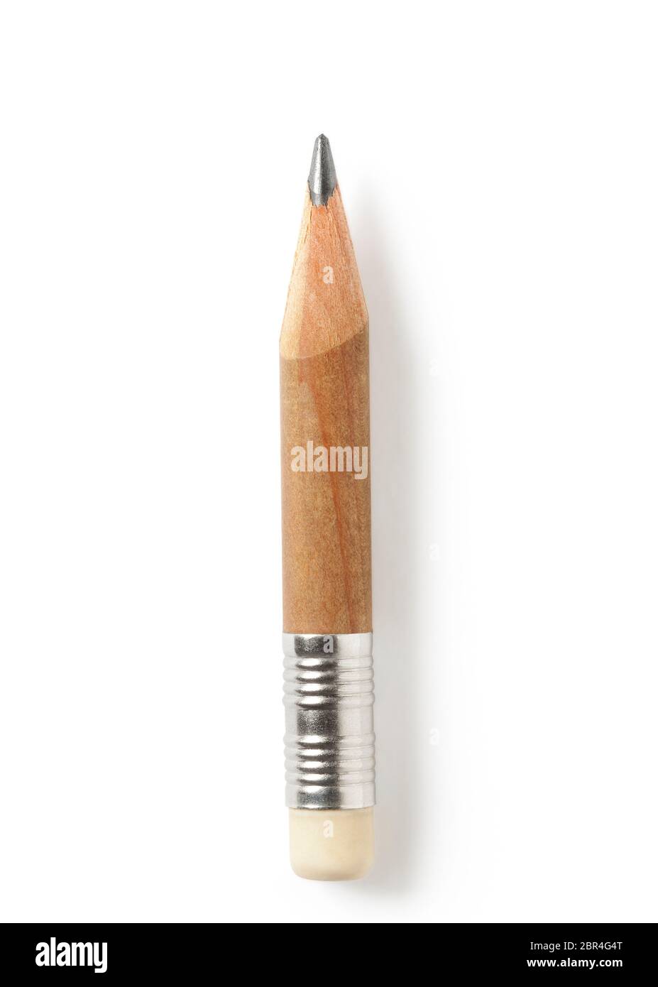 Worn pencil round shape. Very short pencil against white background ...