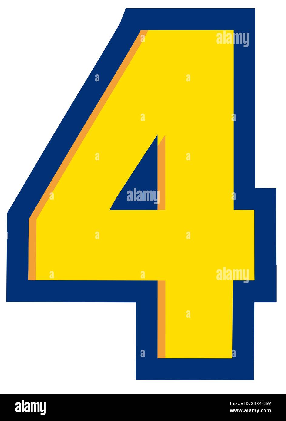 4 four number yellow blue letter illustration font Stock Photo - Alamy