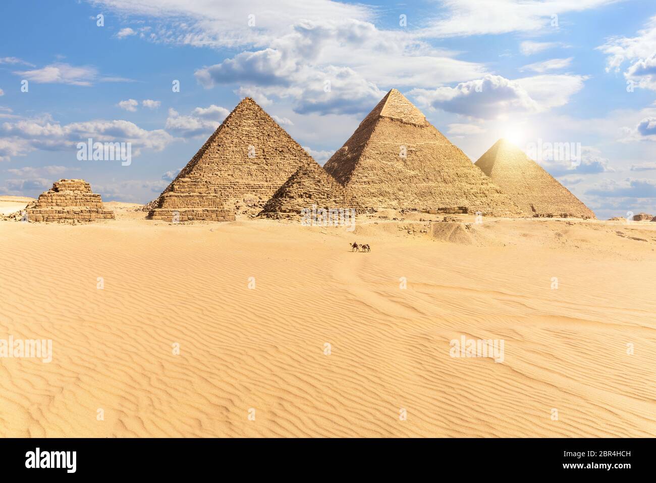 The Pyramids of Giza, view from the desert, Egypt Stock Photo - Alamy