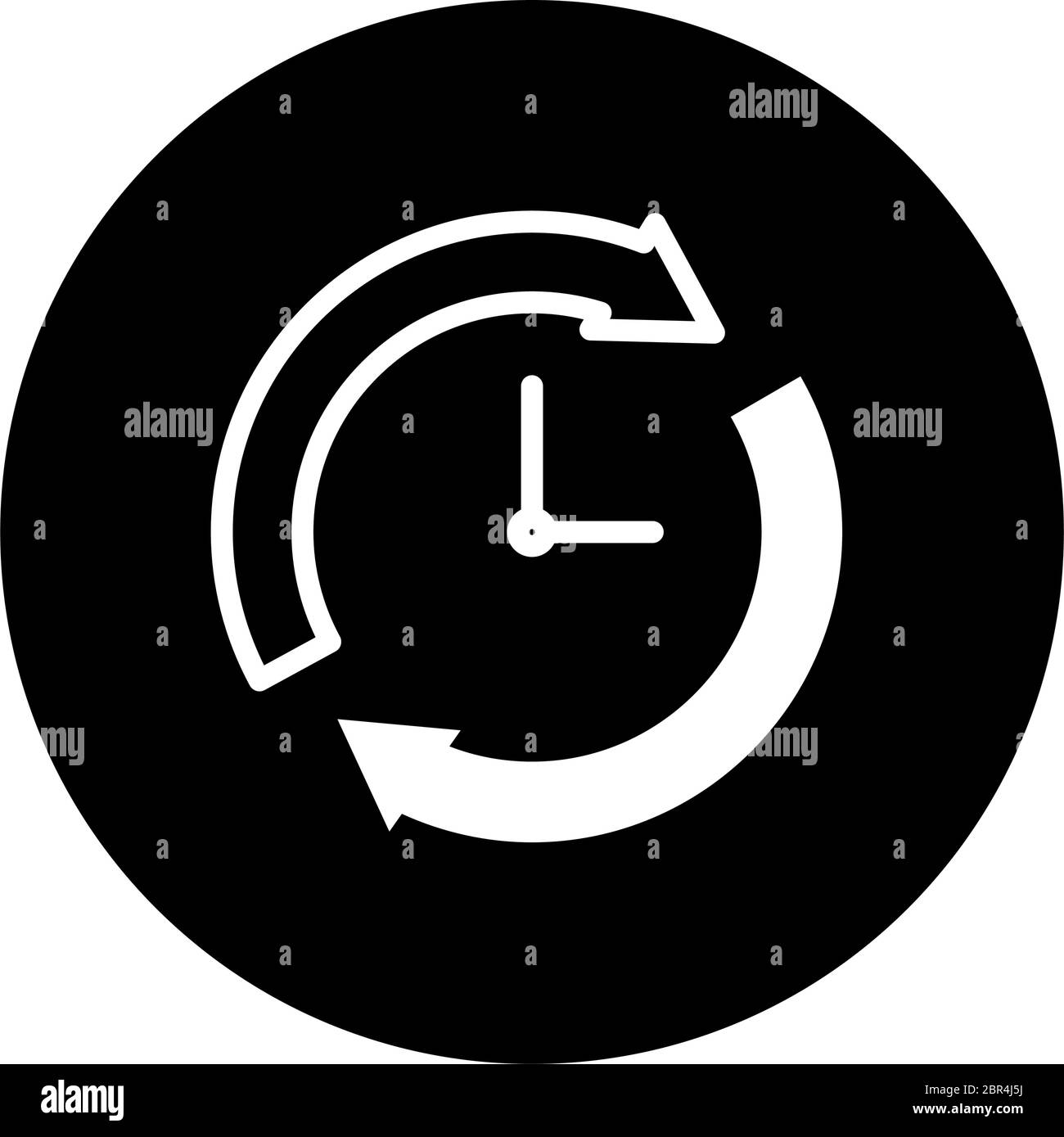 clock with sync arrows icon over white background, block style, vector ...