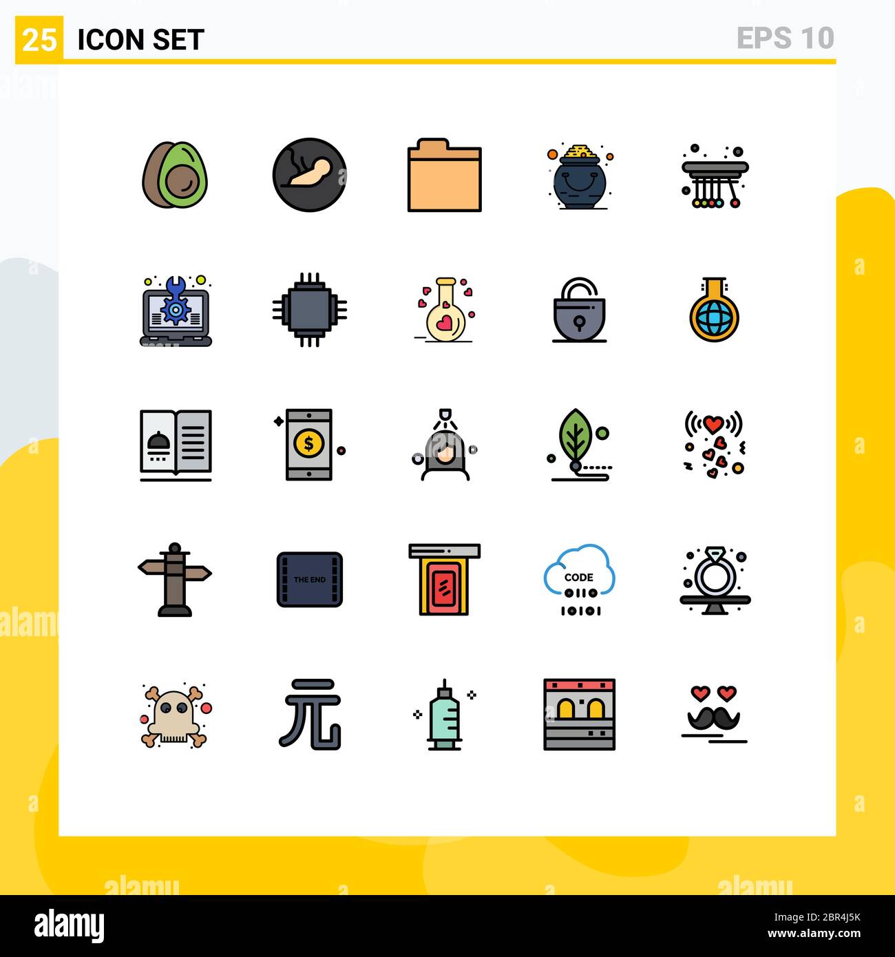 25 Universal Filled line Flat Colors Set for Web and Mobile ...