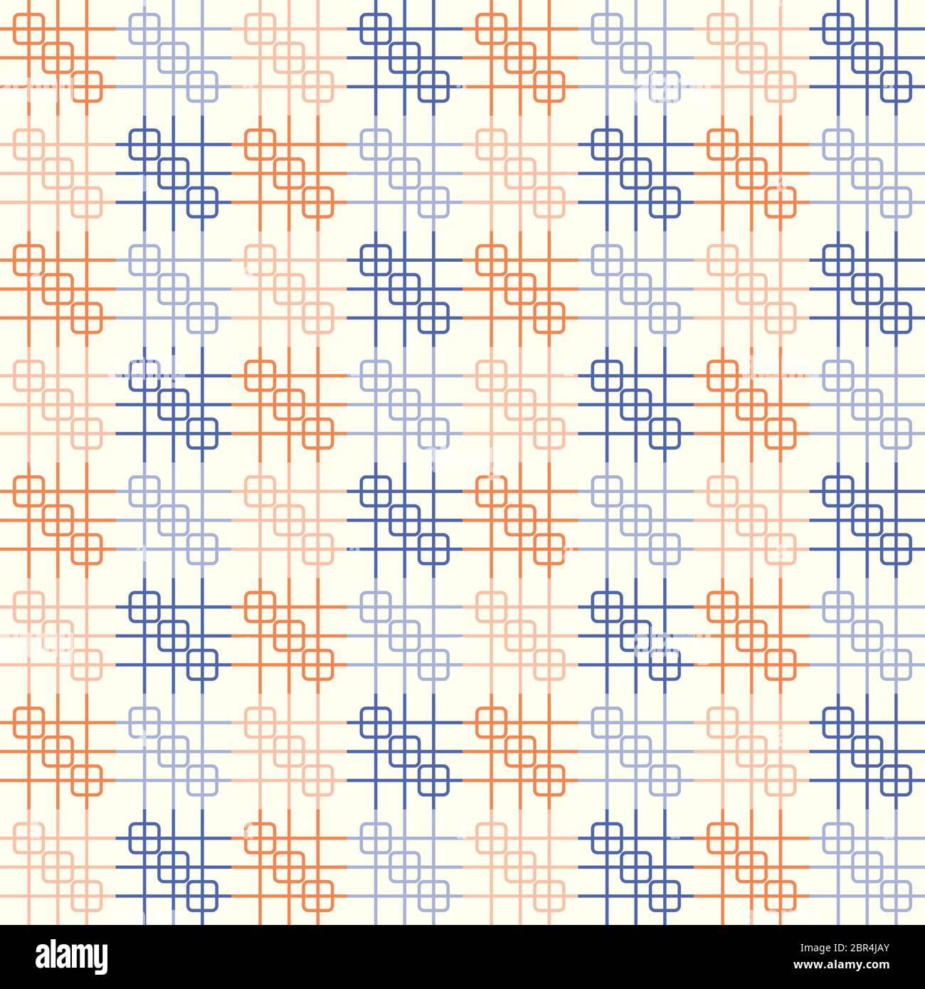Blue and orange rounded corner rectangle and line seamless pattern on ...