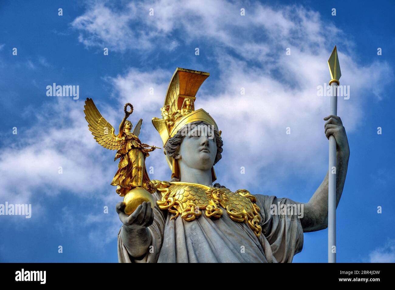 The statue of Pallas Athena in front of the Austrian parliament. Vienna ...