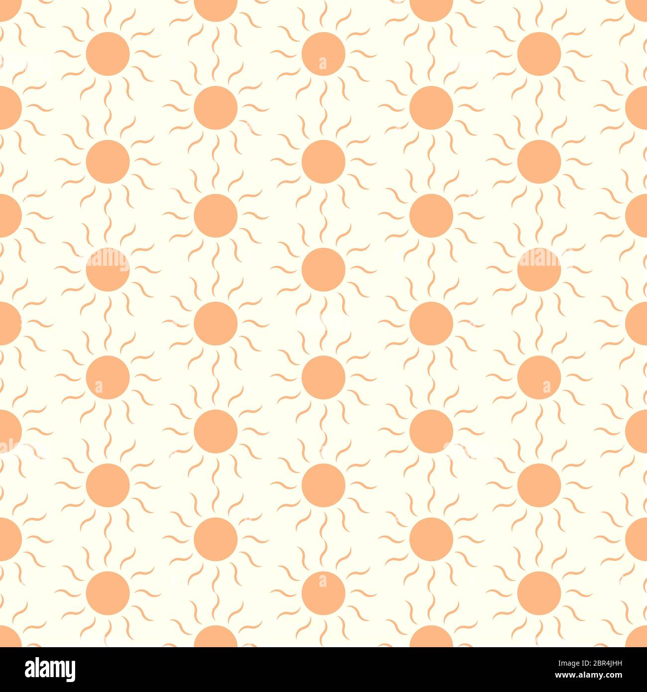 Orange Sun shape seamless pattern on pastel color. Circle and swirl in ...