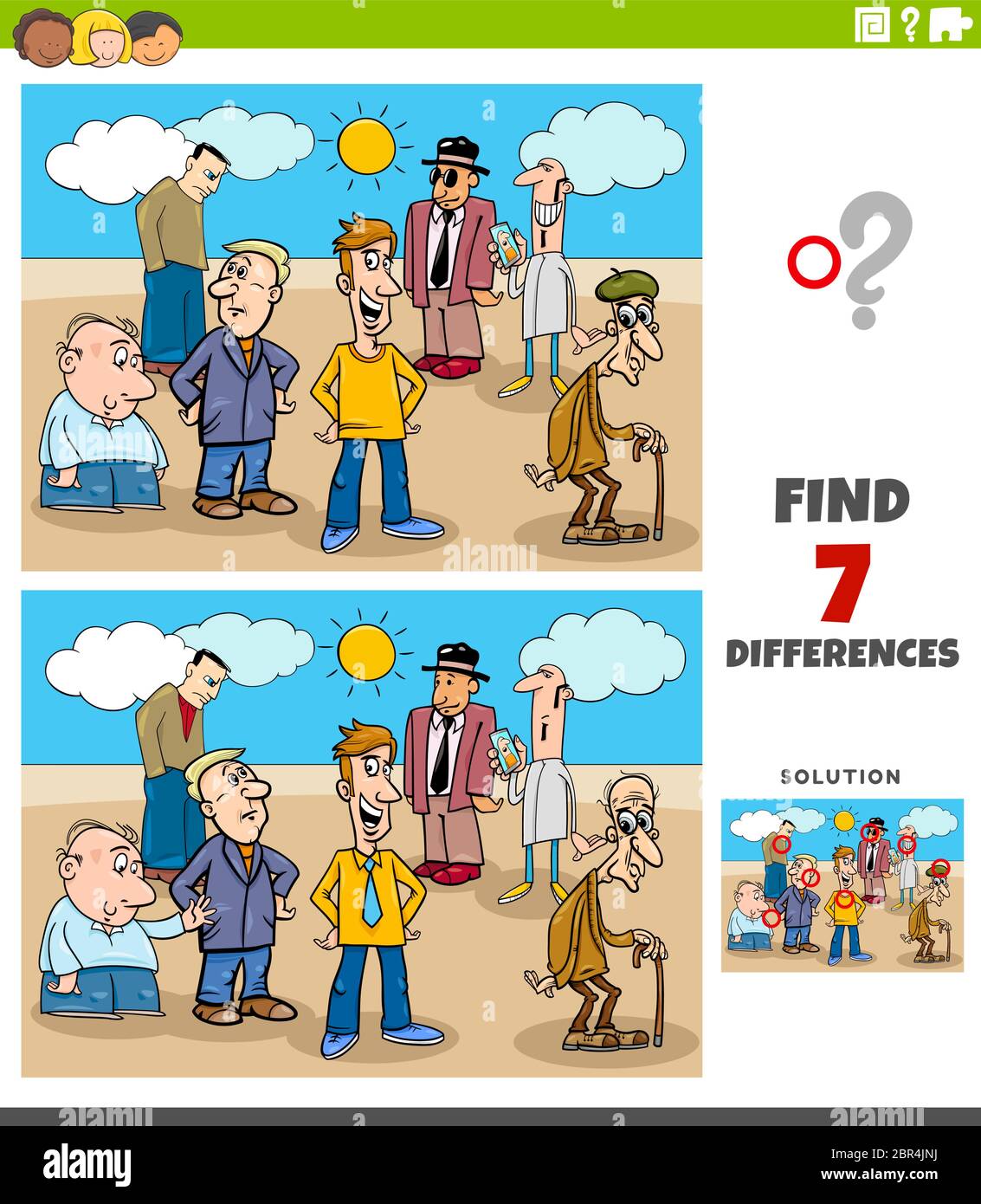 Cartoon Illustration of Finding Differences Between Pictures ...