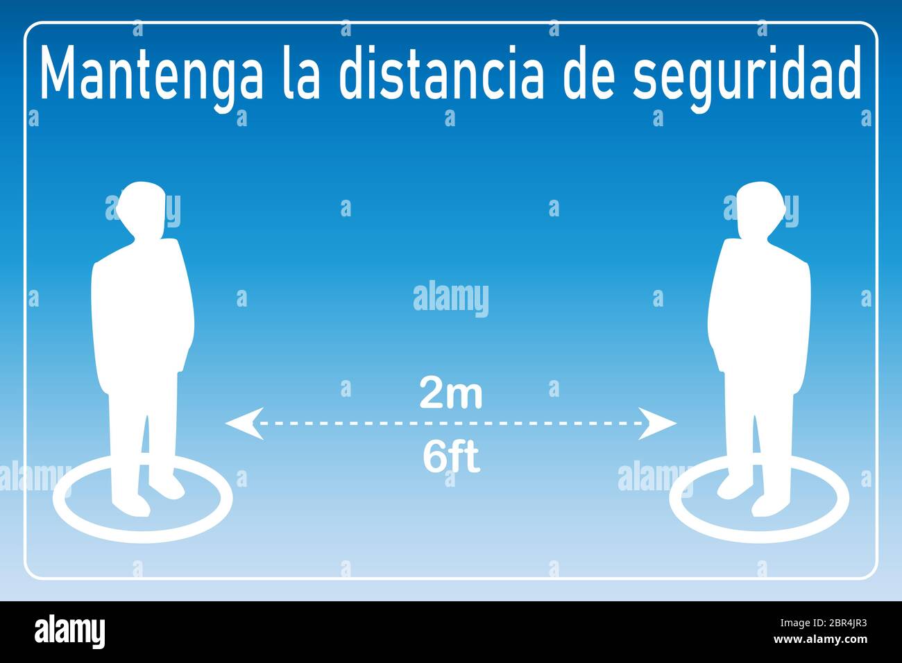 Vector illustration of social distancing. Keep safe distance in spanish ...