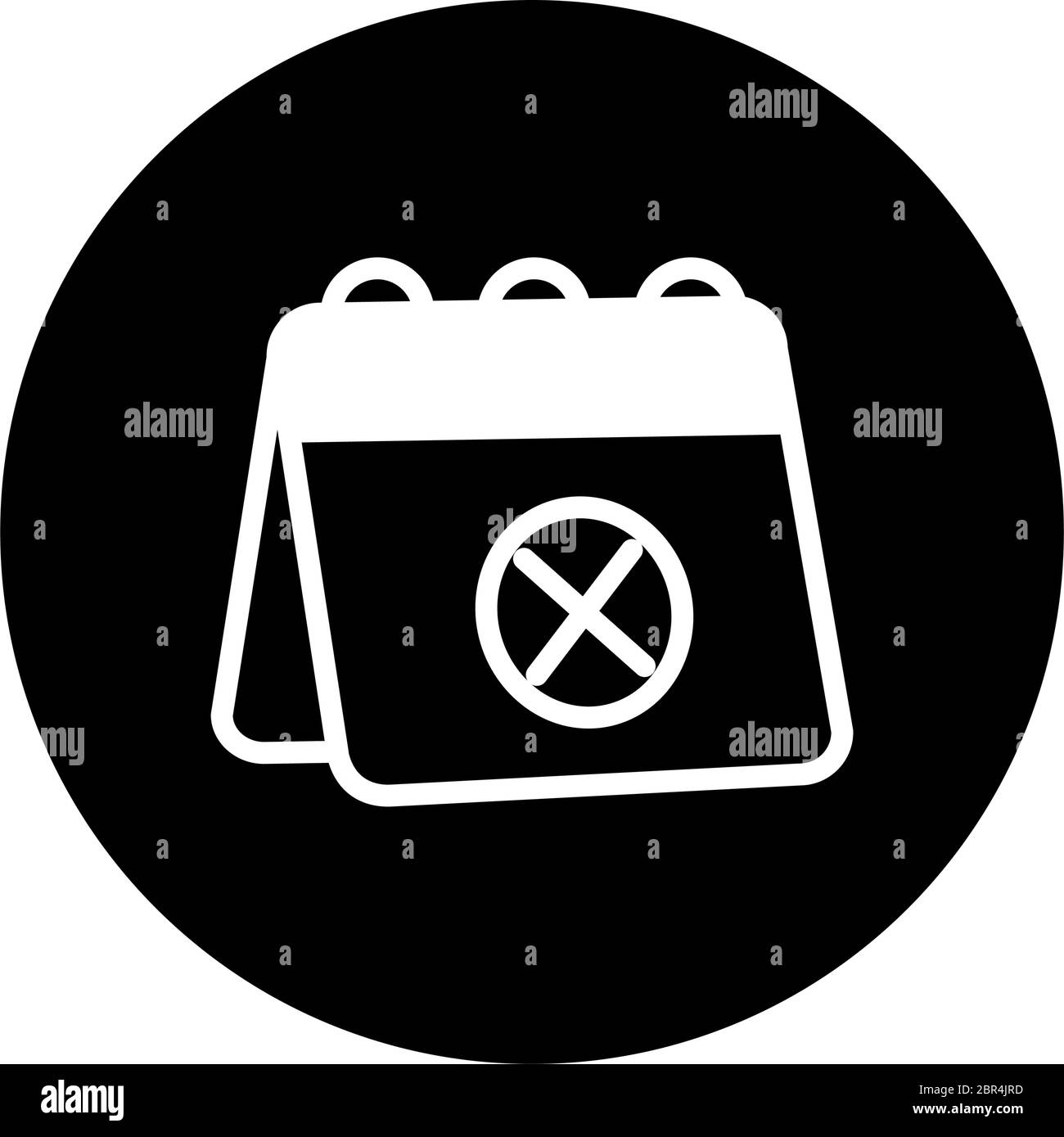 calendar with cross icon over white background, block style, vector ...