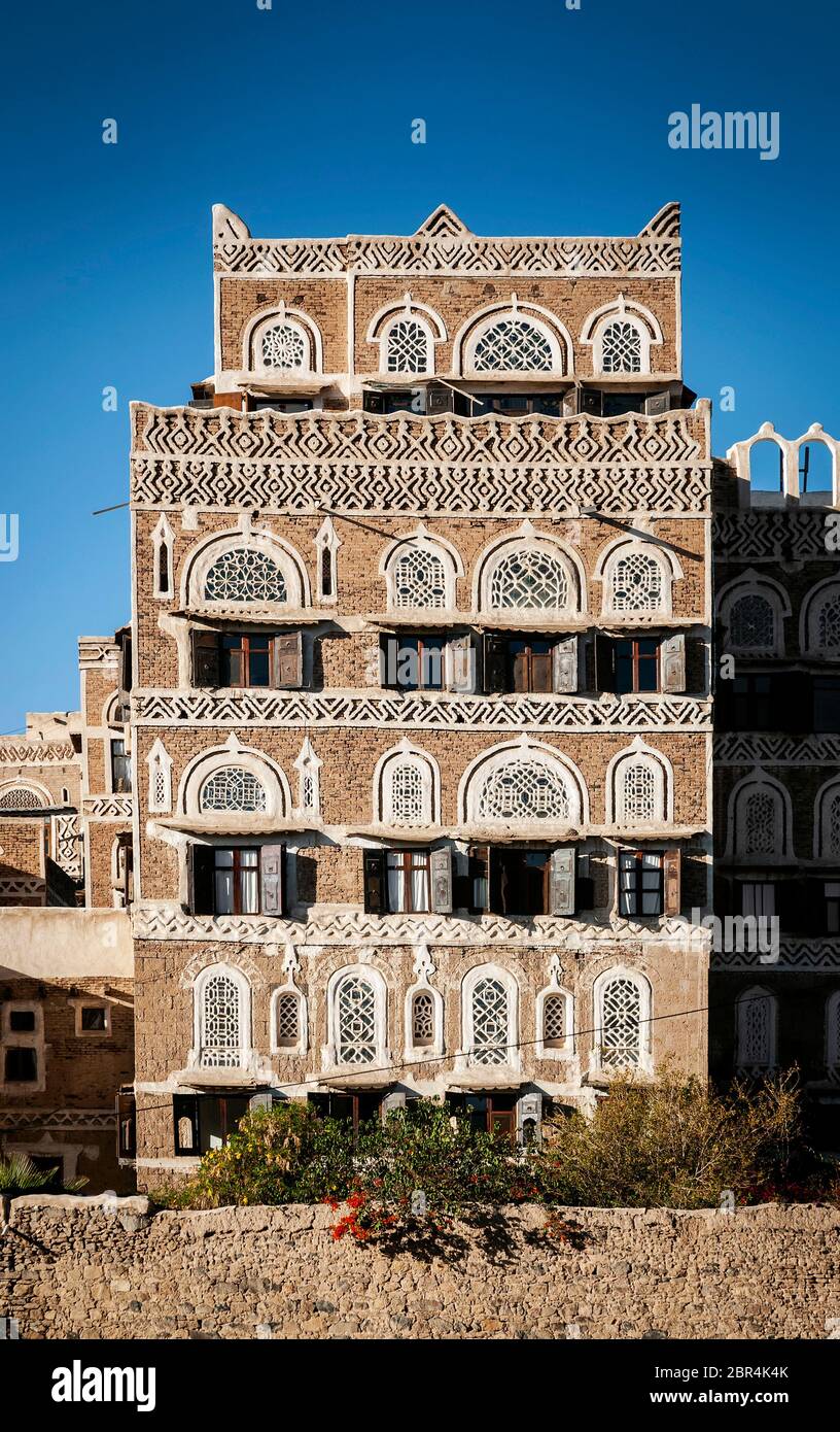 famous traditional architecture heritage buildings view in sanaa city ...
