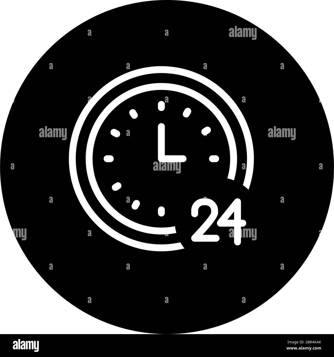 clock with 24 number icon over white background, block style, vector ...