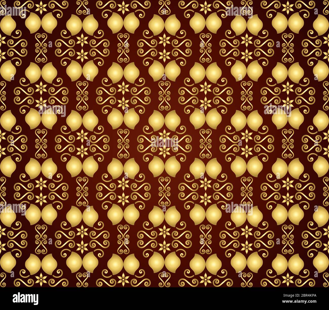 Gold retro flower and spiral pattern in old classic style. Vintage ...