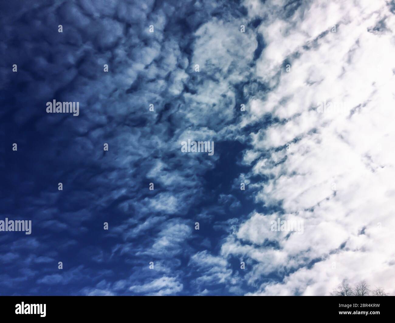 Dramatic Blue Sky and Beautiful Fluffy Clouds on a Sunny Windy Day ...