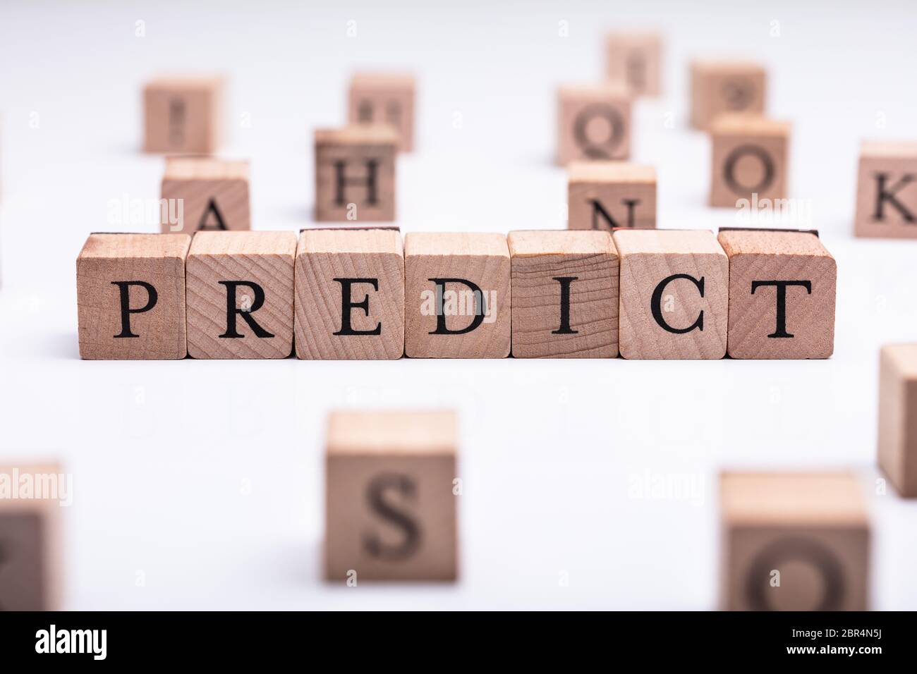 Wooden Blocks With Predict Word Over White Desk Stock Photo - Alamy