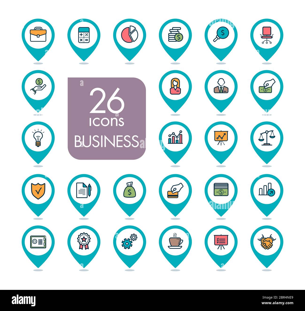 Business and finance web outline pin map icon set. Map pointer. Map ...