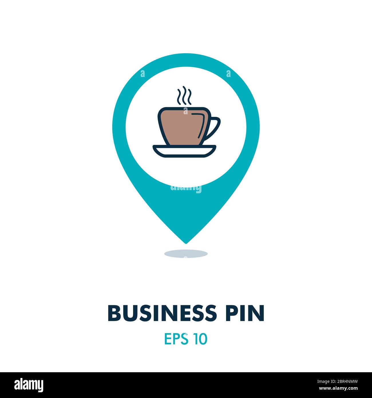 Coffee cup outline pin map icon. Business sign. Map pointer. Map ...