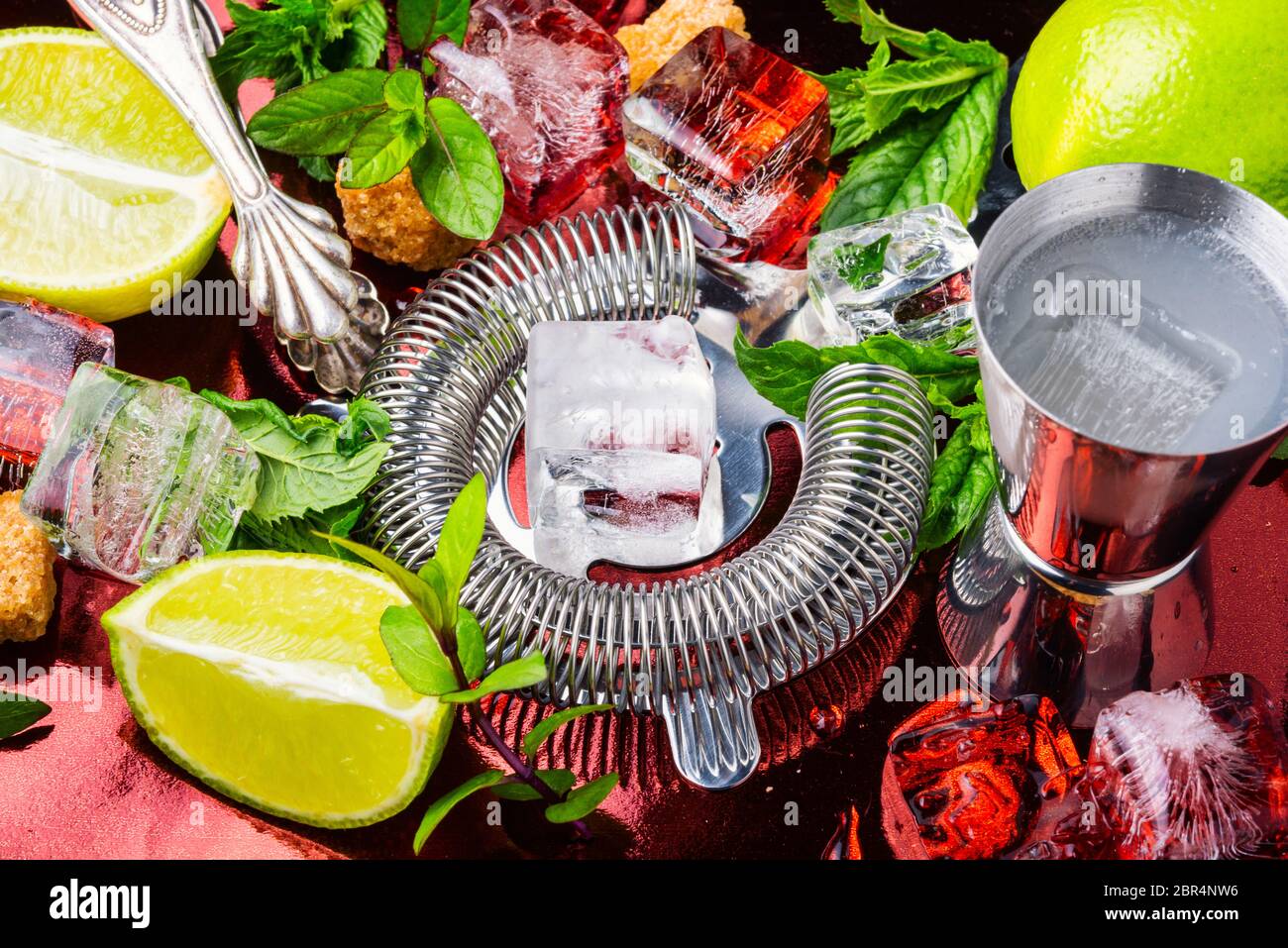 Drink making tools and ingredients for cocktail Stock Photo - Alamy