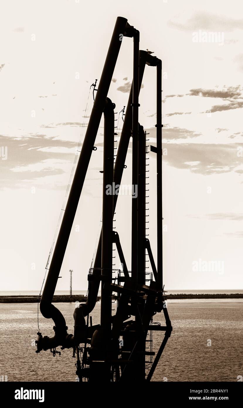 Oil pumps. Offshore Industry oil and gas production petroleum pipeline ...