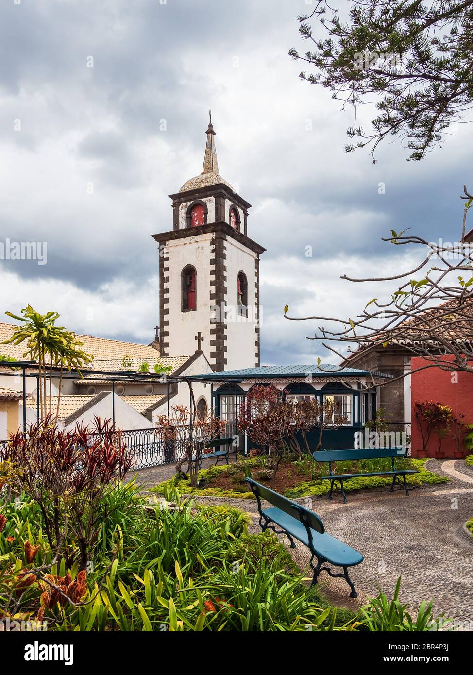 View to a church in Funchal on the island Madeira, Portugal Stock Photo ...