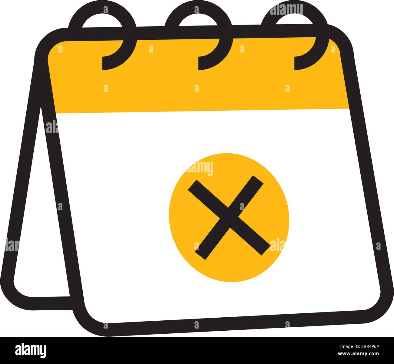 calendar with cross icon over white background, half line half color ...