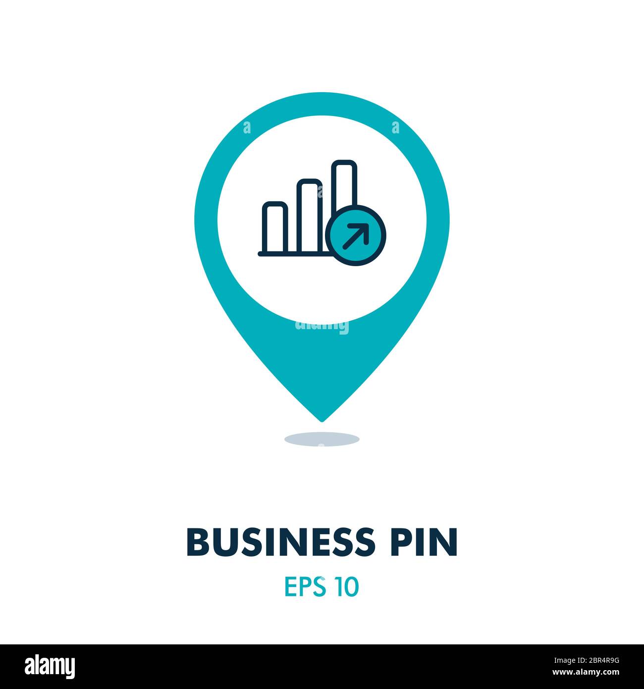 Growth graph outline pin map icon. Finances sign. Map pointer. Map ...