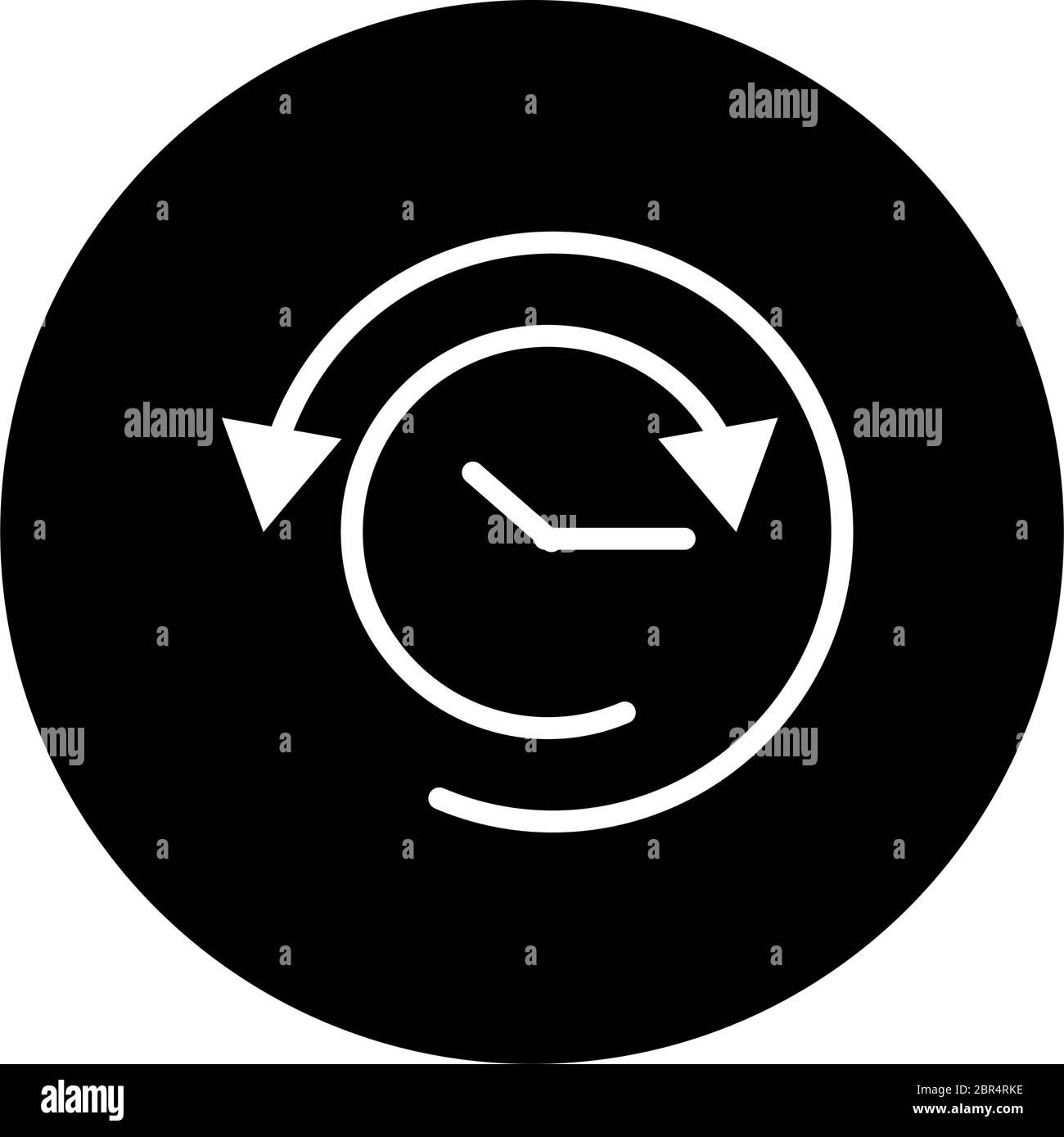 Refresh time symbol, clock with arrows over white background, block ...