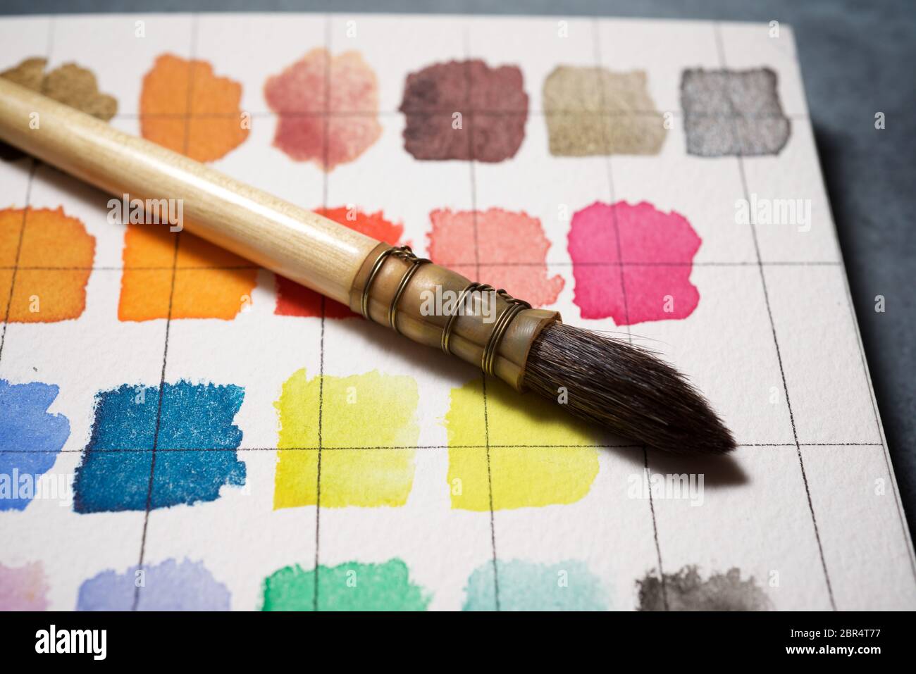 Watercolor test card on a sketchpad Stock Photo - Alamy