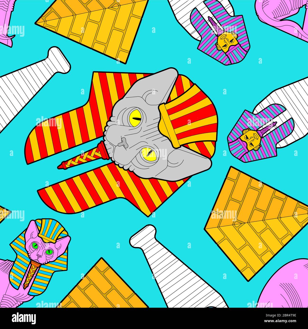 Sphynx cat and pyramid Egyptian pattern seamless Stock Vector Image ...