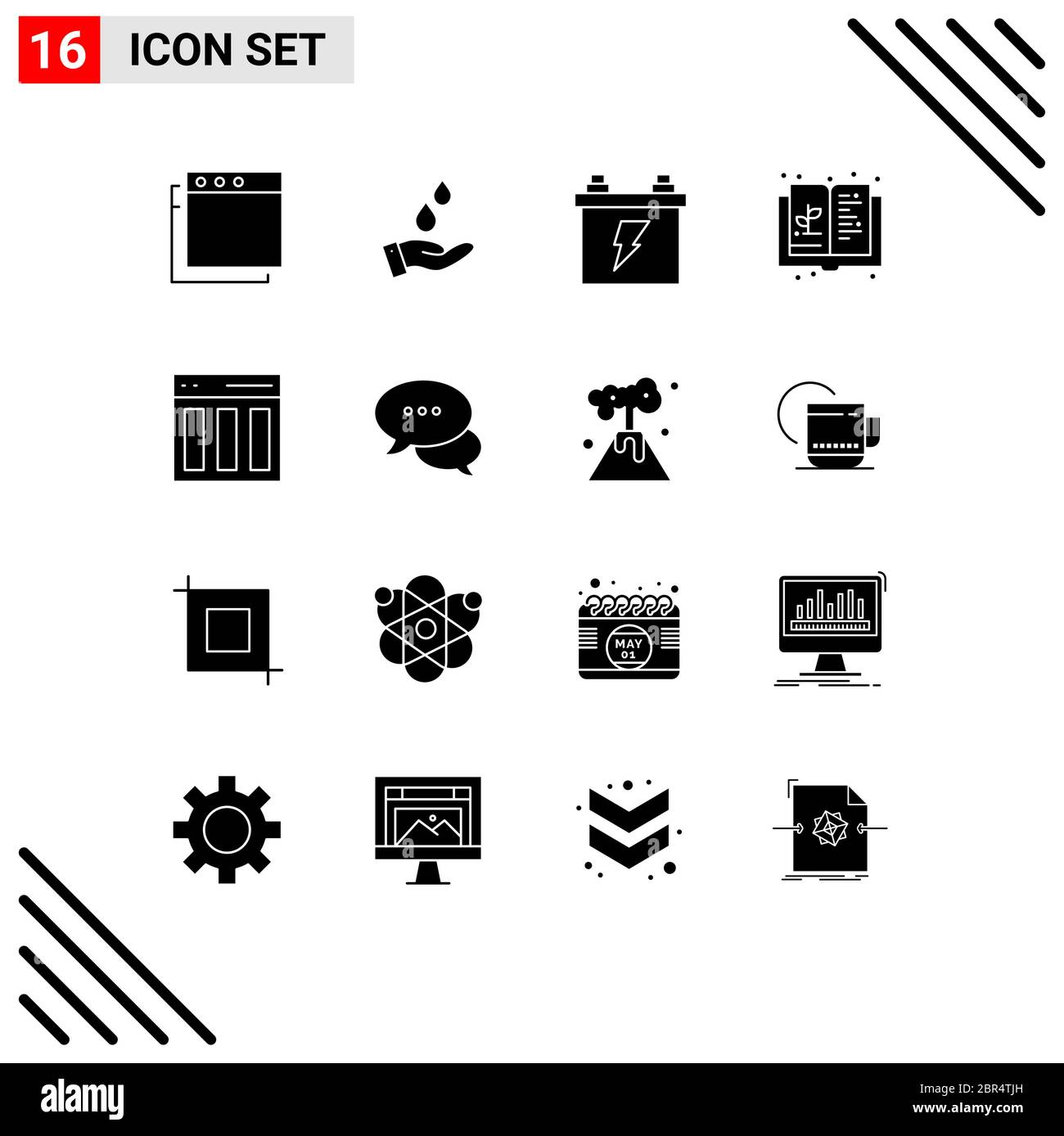 Stock Vector Icon Pack of 16 Line Signs and Symbols for content ...