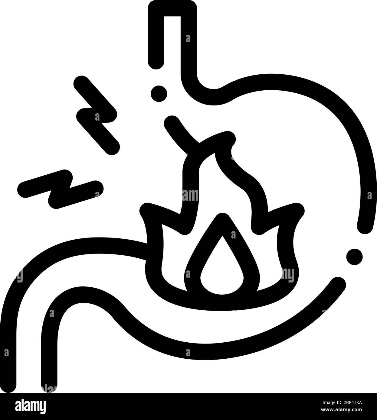 severe heartburn stomach pain icon vector outline illustration Stock ...