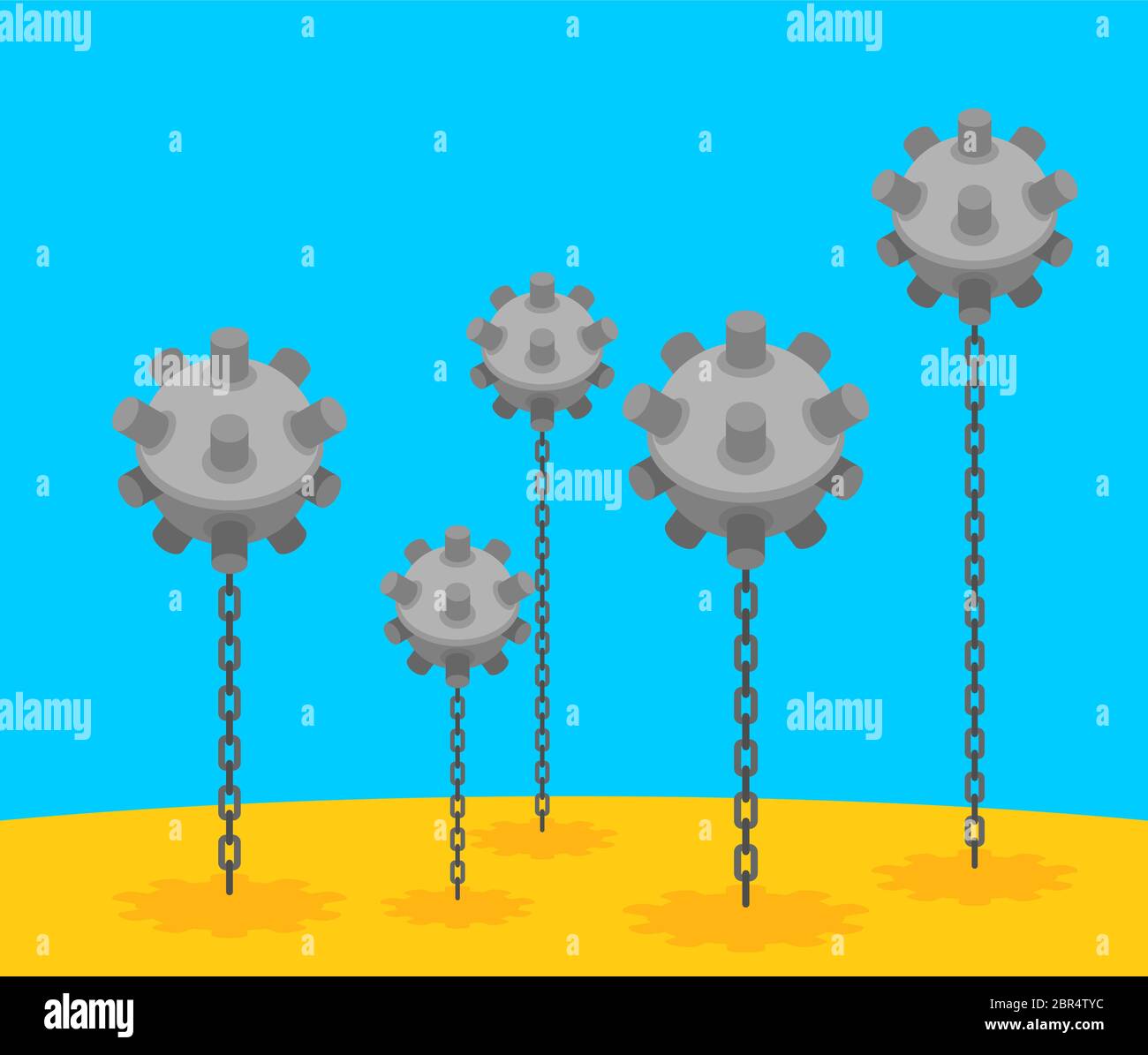 Naval mines underwater bombs floating underwater background Stock ...