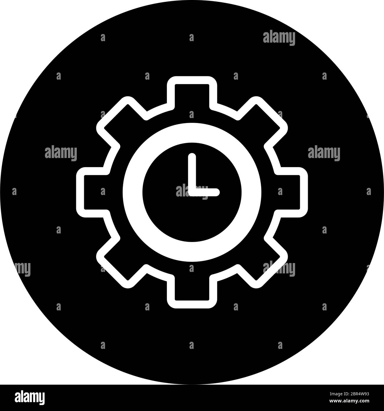 clock in gear shape icon over white background, block style, vector ...