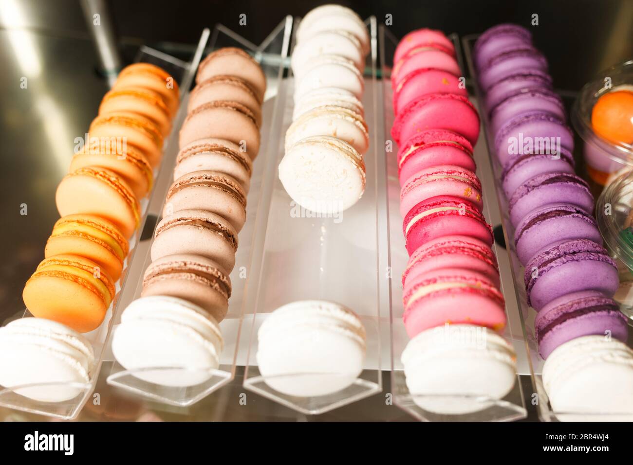 French multi-colored macaroons in a window of a pastry shop Stock Photo ...