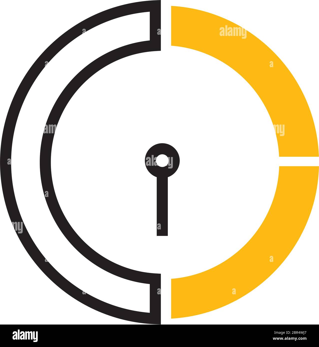 clock icon over white background, half line half color style, vector ...