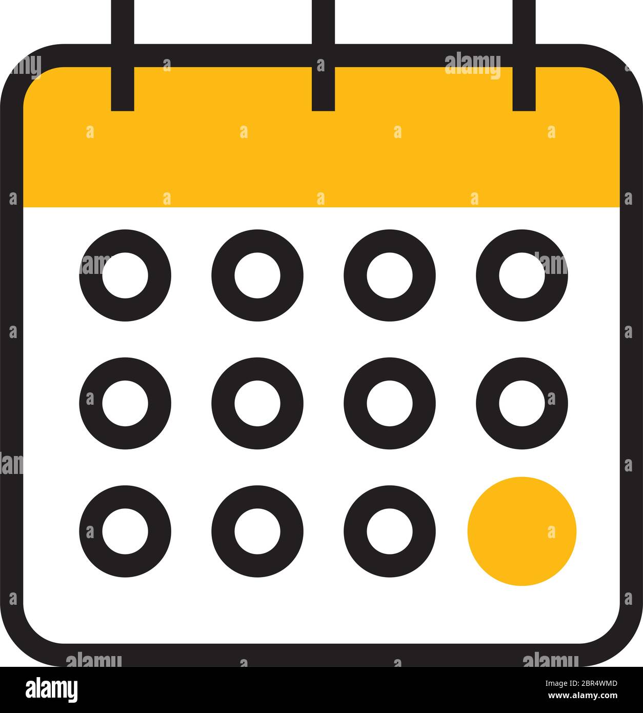 calendar icon over white background, half line half color style, vector ...