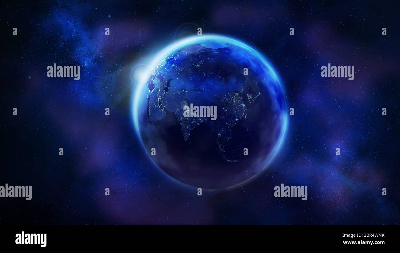 World satellite map half hi-res stock photography and images - Alamy